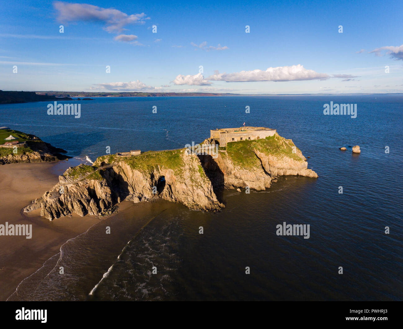 Aerial view of Tenby island Pembrokeshire, Wales, UK Stock Photo - Alamy