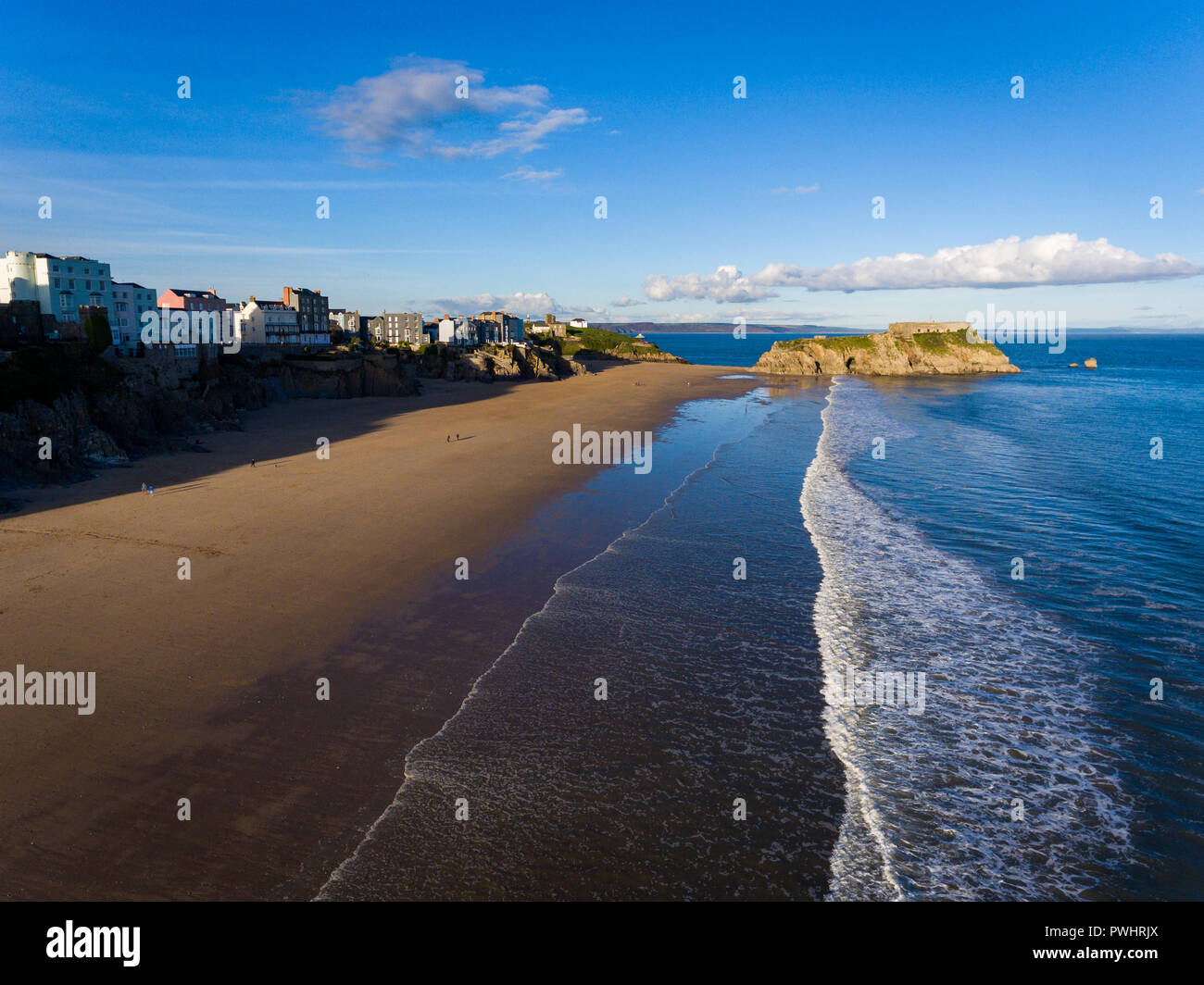Aerial view of Tenby island Pembrokeshire, Wales, UK Stock Photo - Alamy