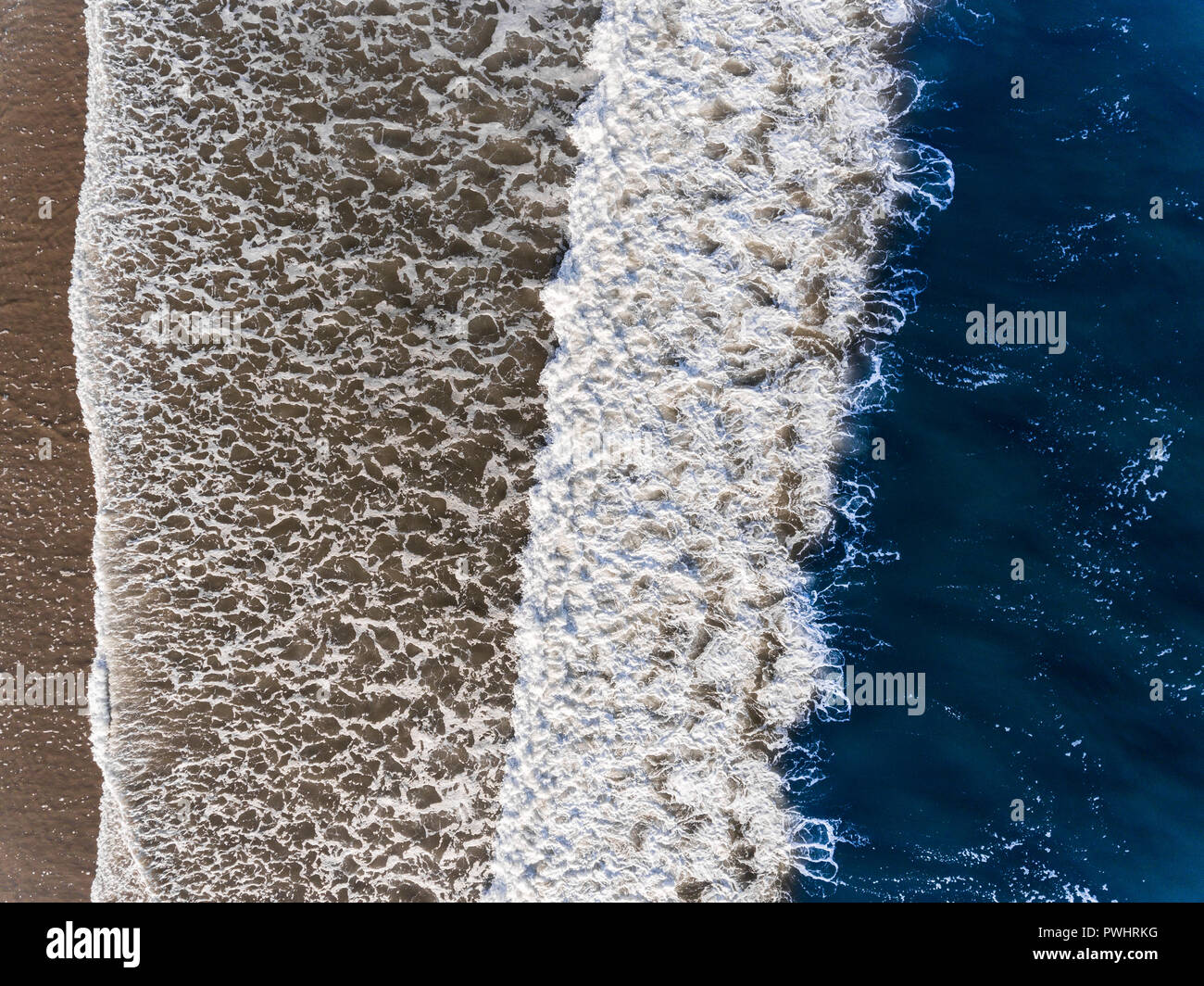 Aerial photography by a drone. Closeup of beach and sand texture from ...