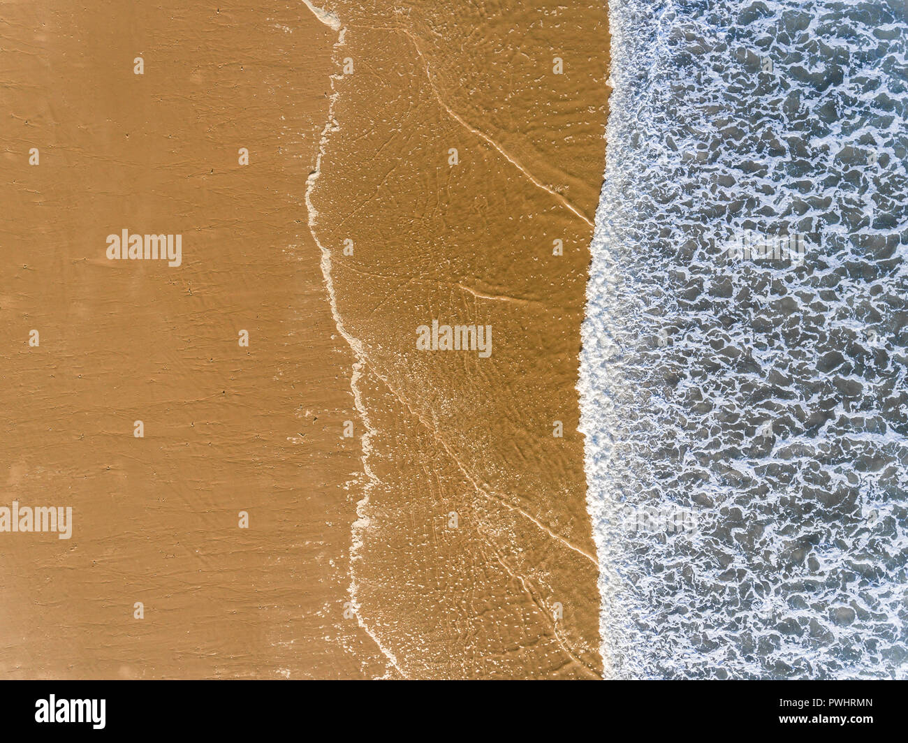 Aerial photography by a drone. Closeup of beach and sand texture from ...