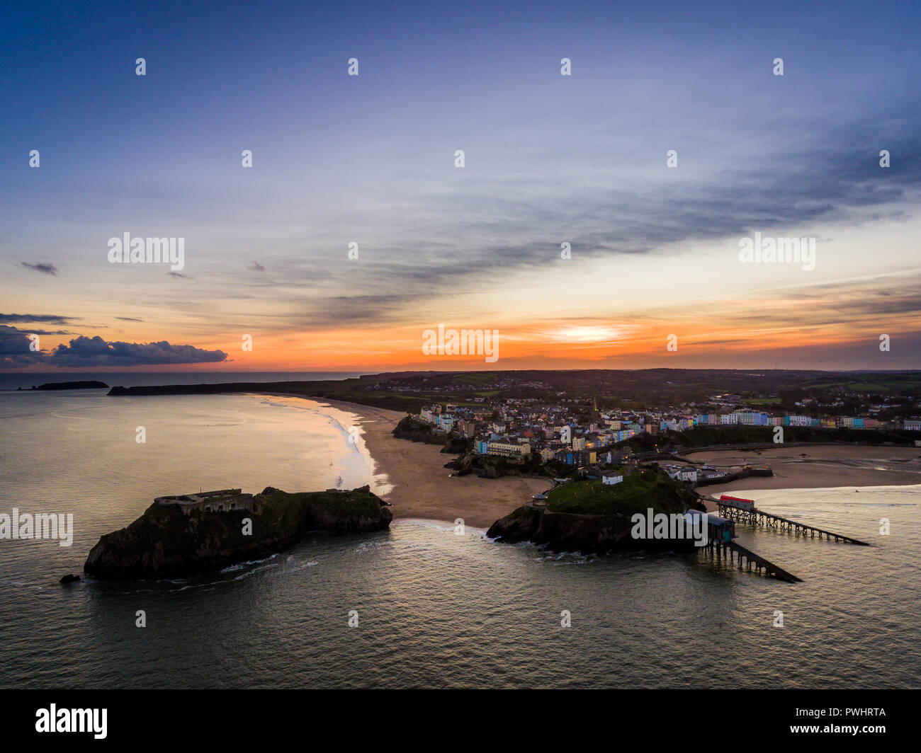 Aerial tenby beach hi-res stock photography and images - Alamy