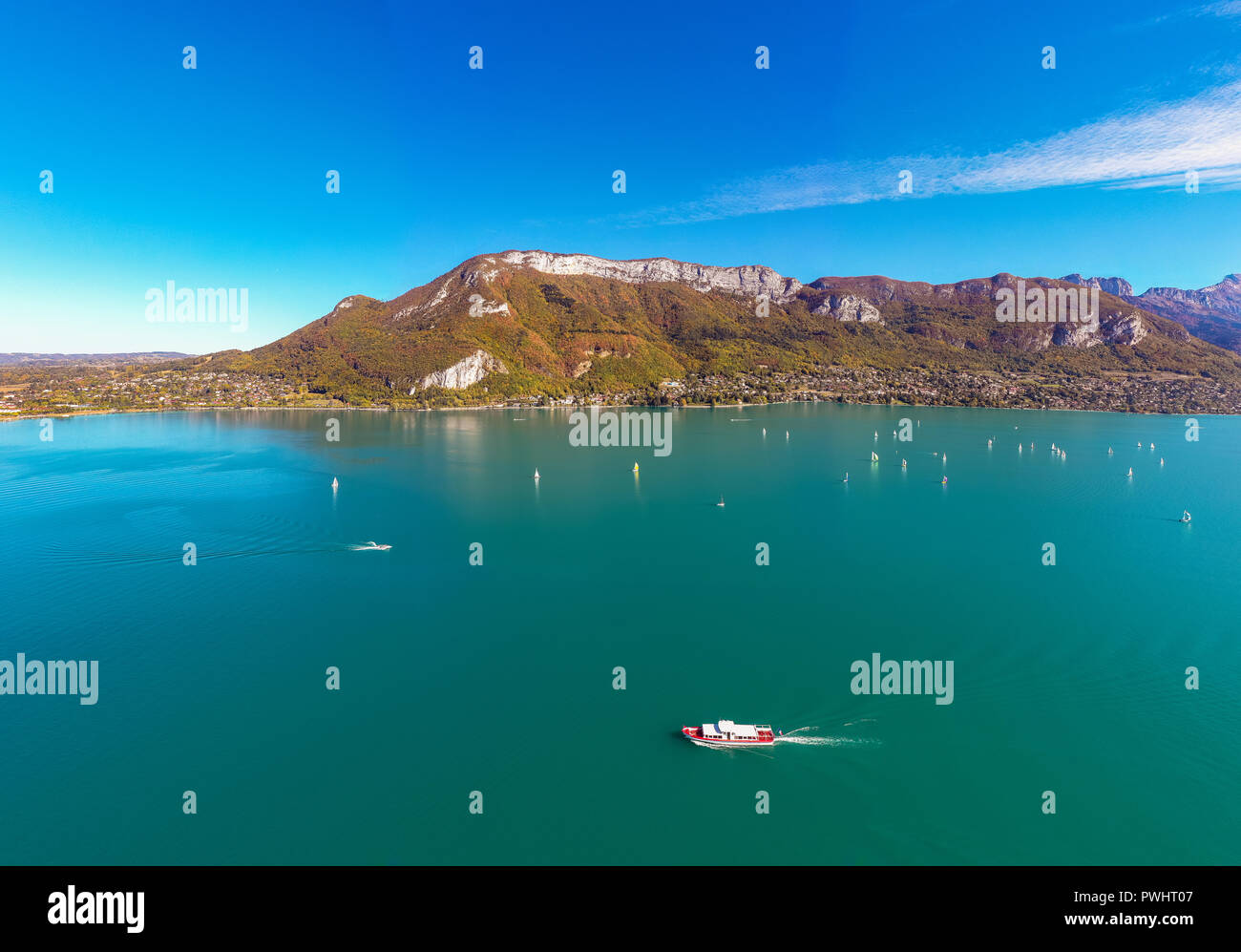 Aerial view of Annecy lake waterfront in France Stock Photo - Alamy