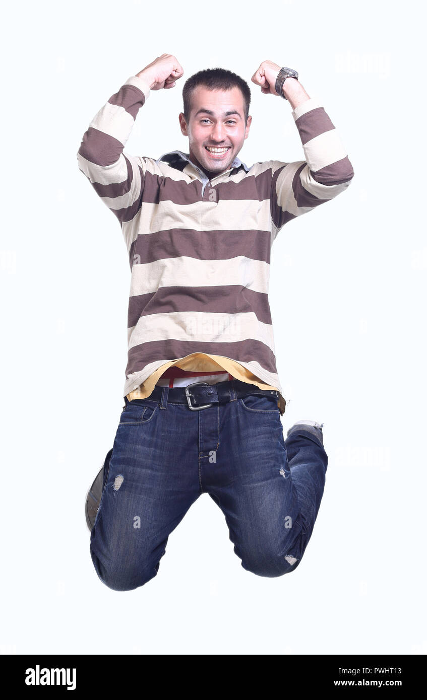 very happy stylish young man.isolated on a white background Stock Photo ...