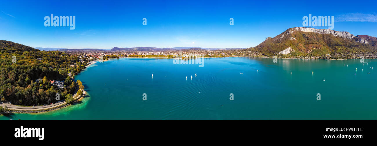 Aerial view of Annecy lake waterfront in France Stock Photo - Alamy