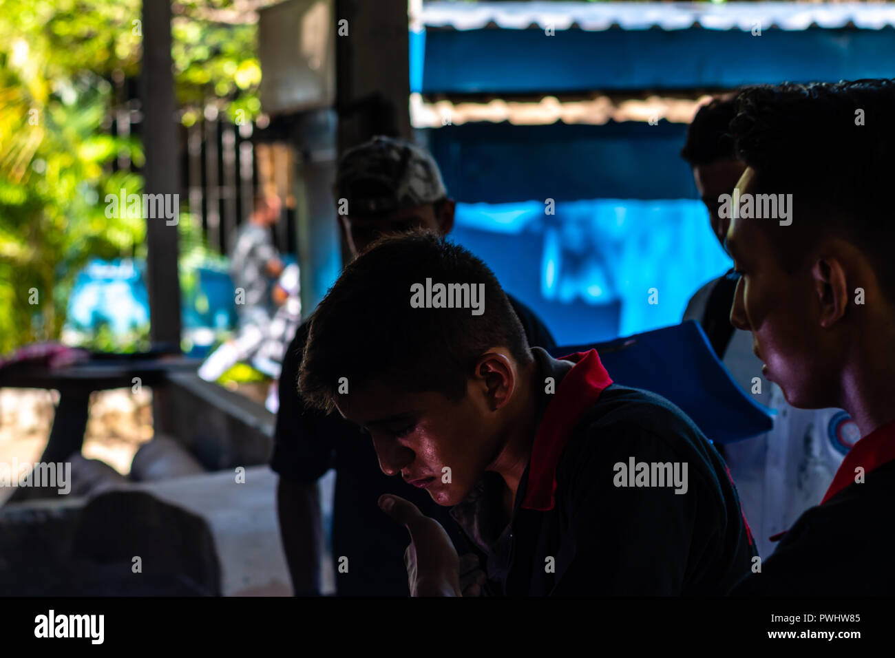 welding class in guatemalan college Stock Photo - Alamy