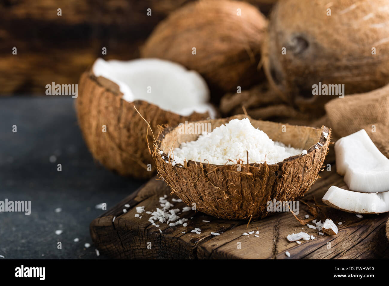 Coconuts and grated coconut hi-res stock photography and images - Alamy