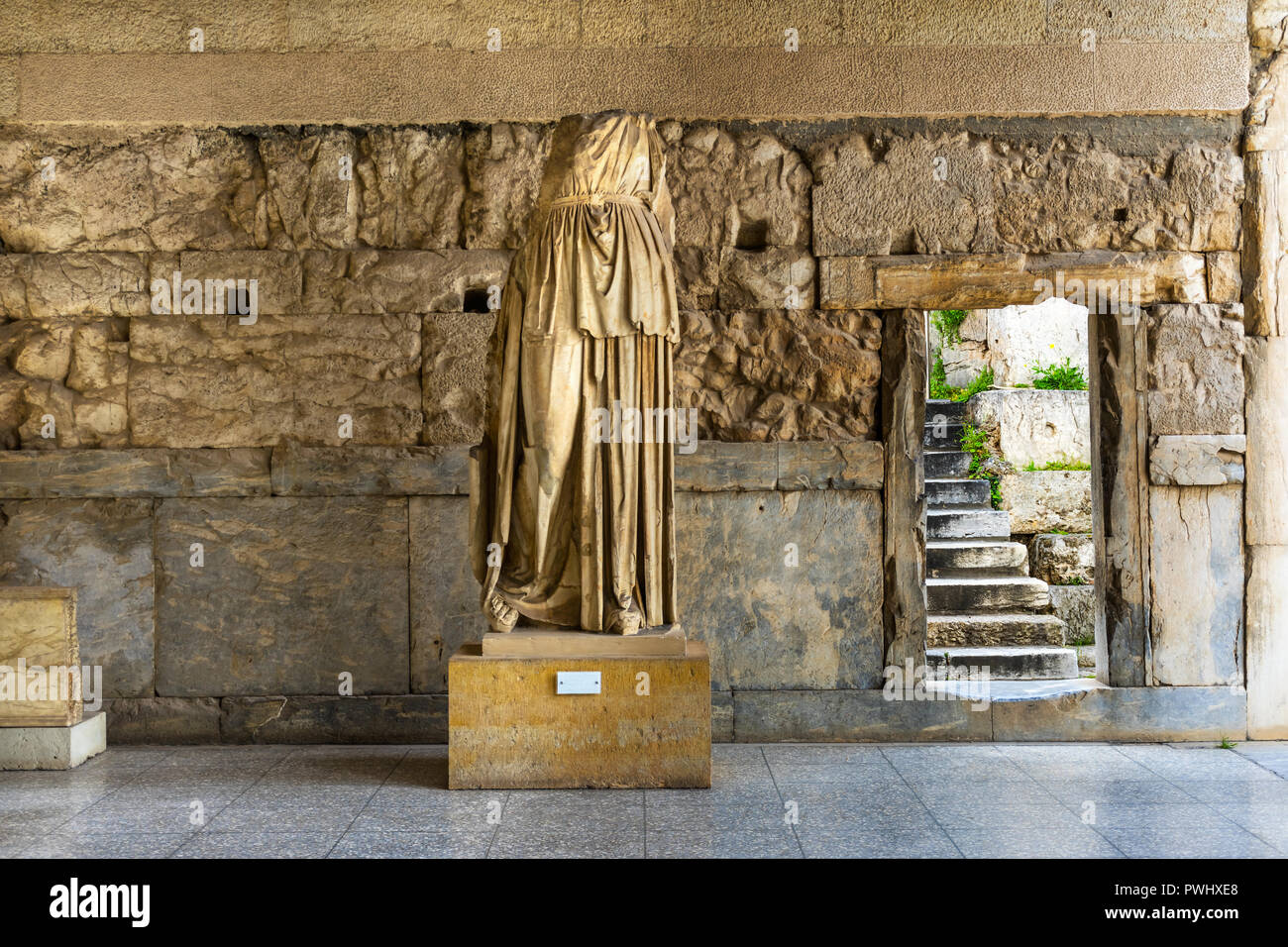 Ancient Female Statue Stoa of Attalos Agora Market Place Athens Greece ...