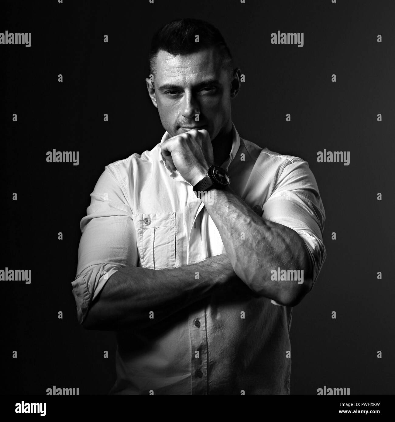 Business leadership concept handsome Black and White Stock Photos ...