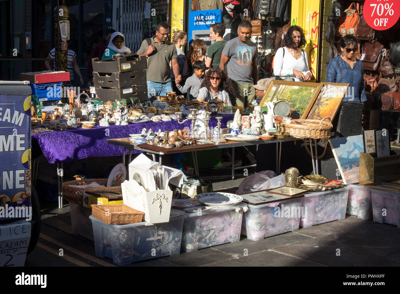 LONDON, UK- SEPTEMBER 14 2018: People on the street at Bricklane East ...