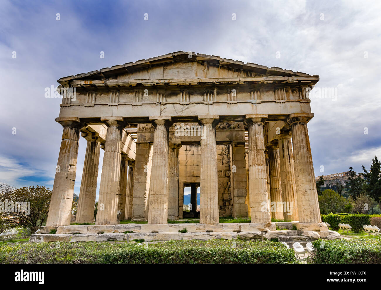 Ancient Temple of Hephaestus Columns Agora Market Place Athens Greece ...
