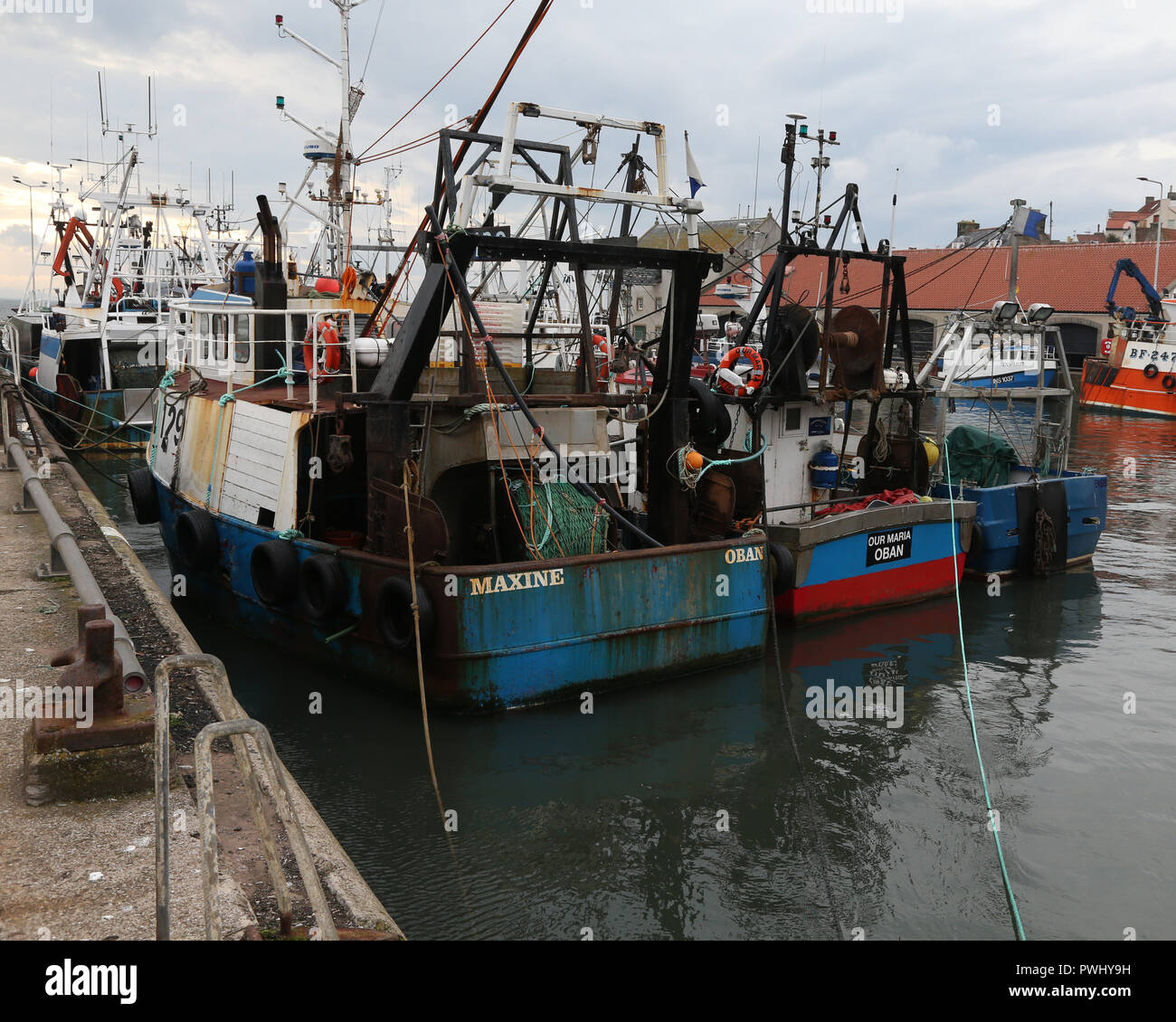 Fishing boats in Pittenweem Harbour on the Fife Coast in Scotland Stock ...