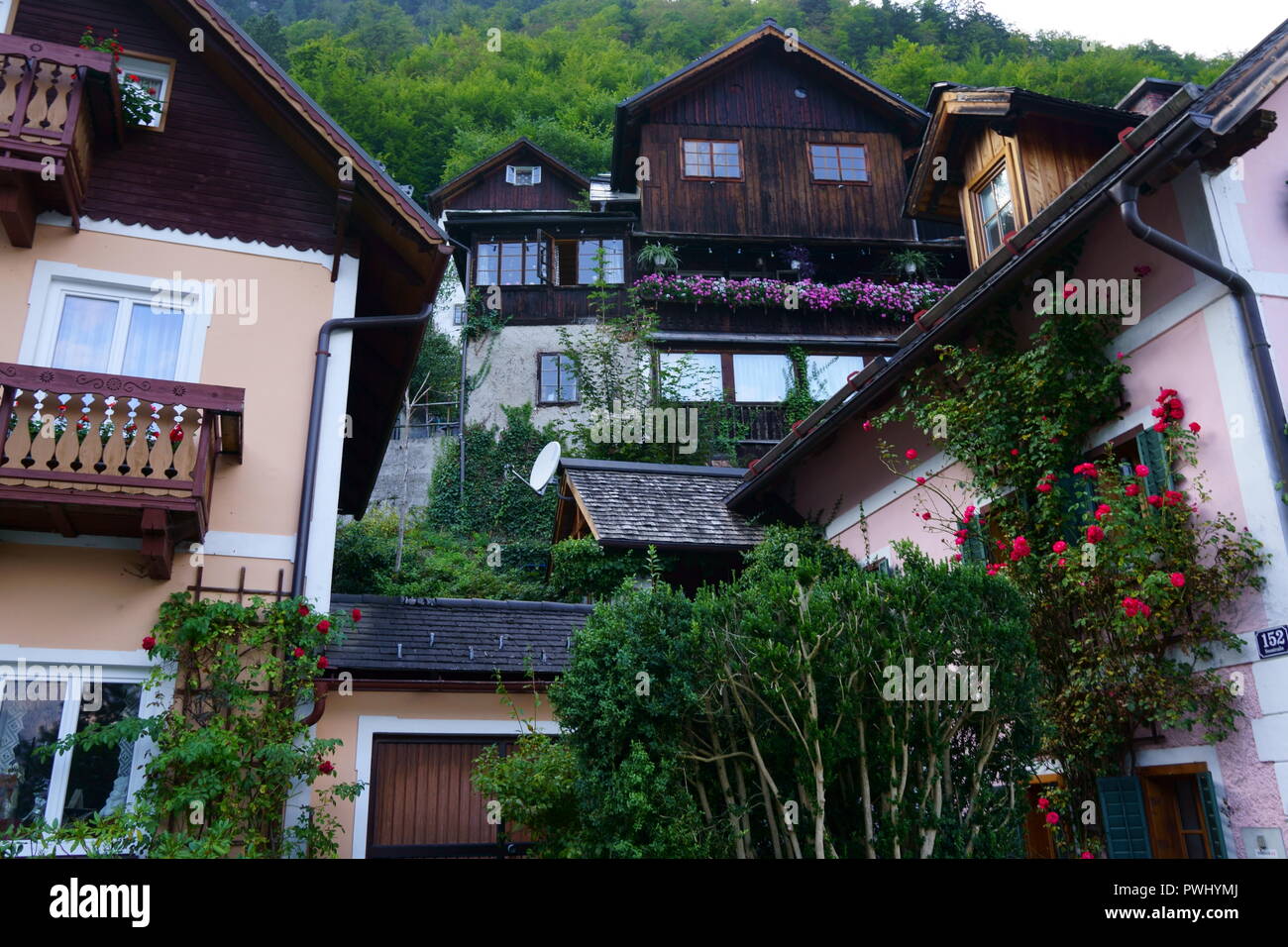 Colorful buildings in Hallstatt, Austria Stock Photo - Alamy