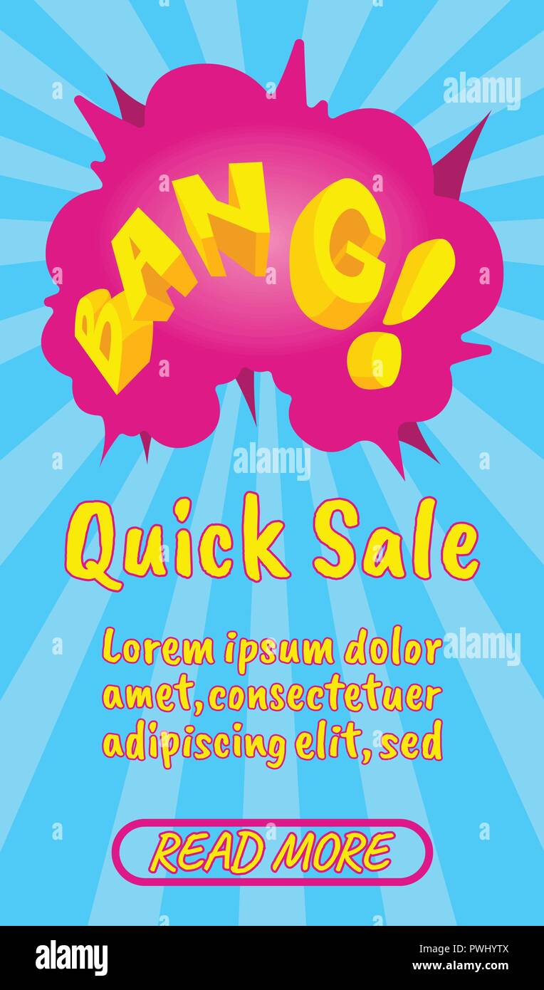 Quick sale concept banner, comics isometric style Stock Vector Image ...
