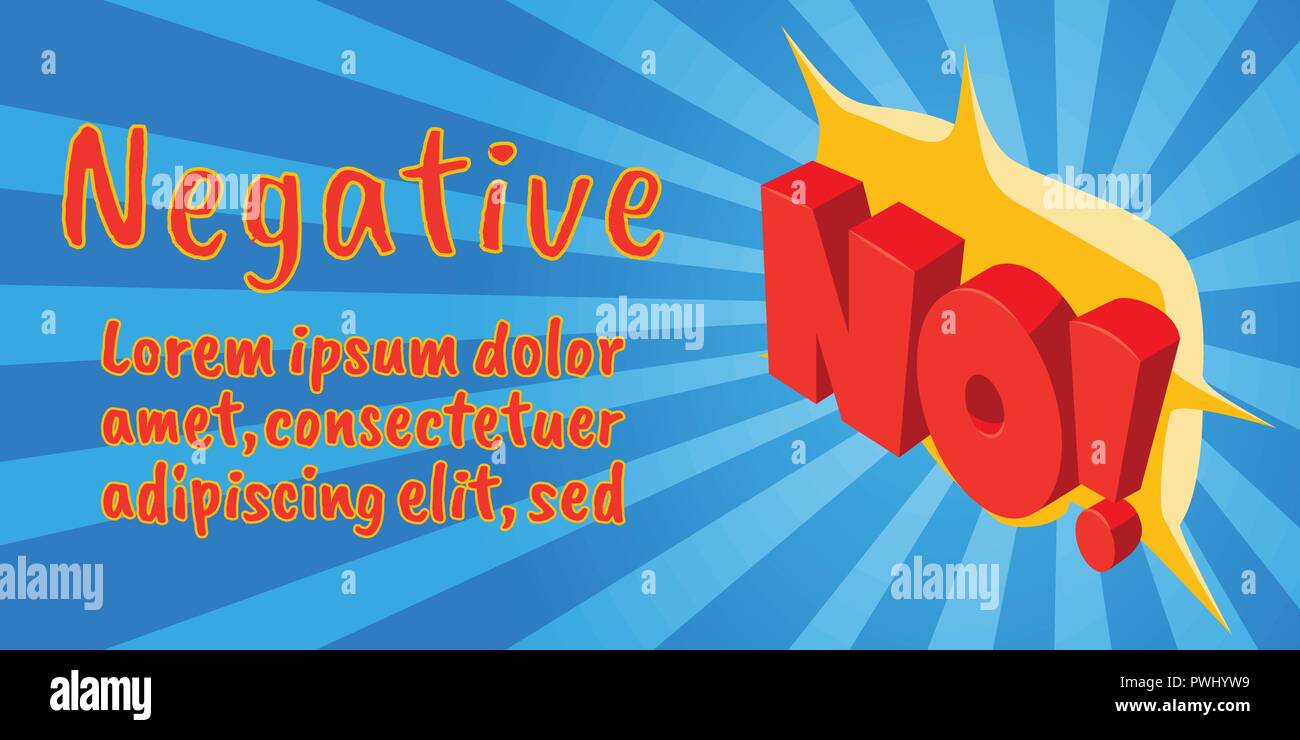 Negative concept banner, comics isometric style Stock Vector Image ...