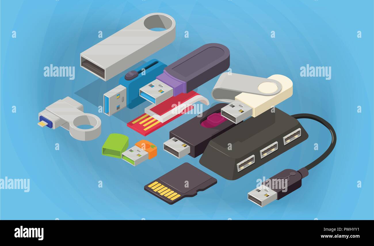 Flash drive concept banner, isometric style Stock Vector Image & Art ...