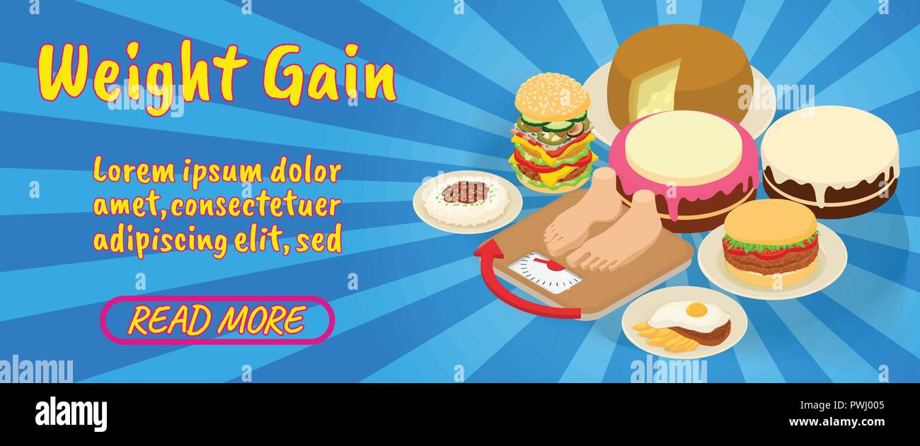 Weight gain concept banner, comics isometric style Stock Vector Image ...