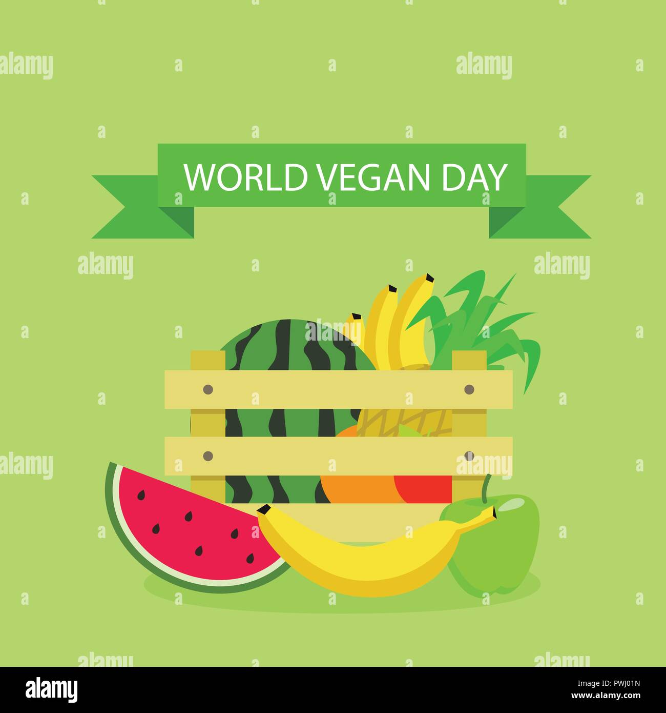 Global vegan day concept background, flat style Stock Vector Image ...