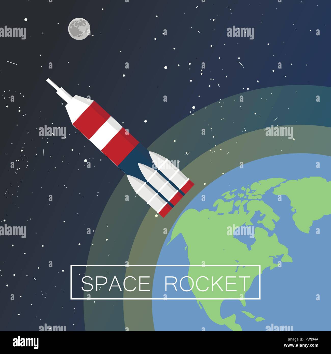 Space rocket concept background, flat style Stock Vector Image & Art ...