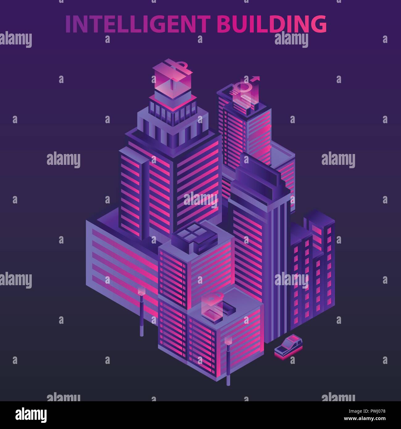 Modern intelligent building concept background, isometric style Stock ...