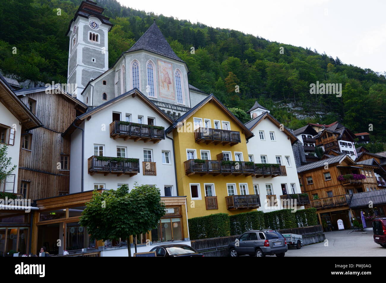 Colorful buildings in Hallstatt, Austria Stock Photo - Alamy