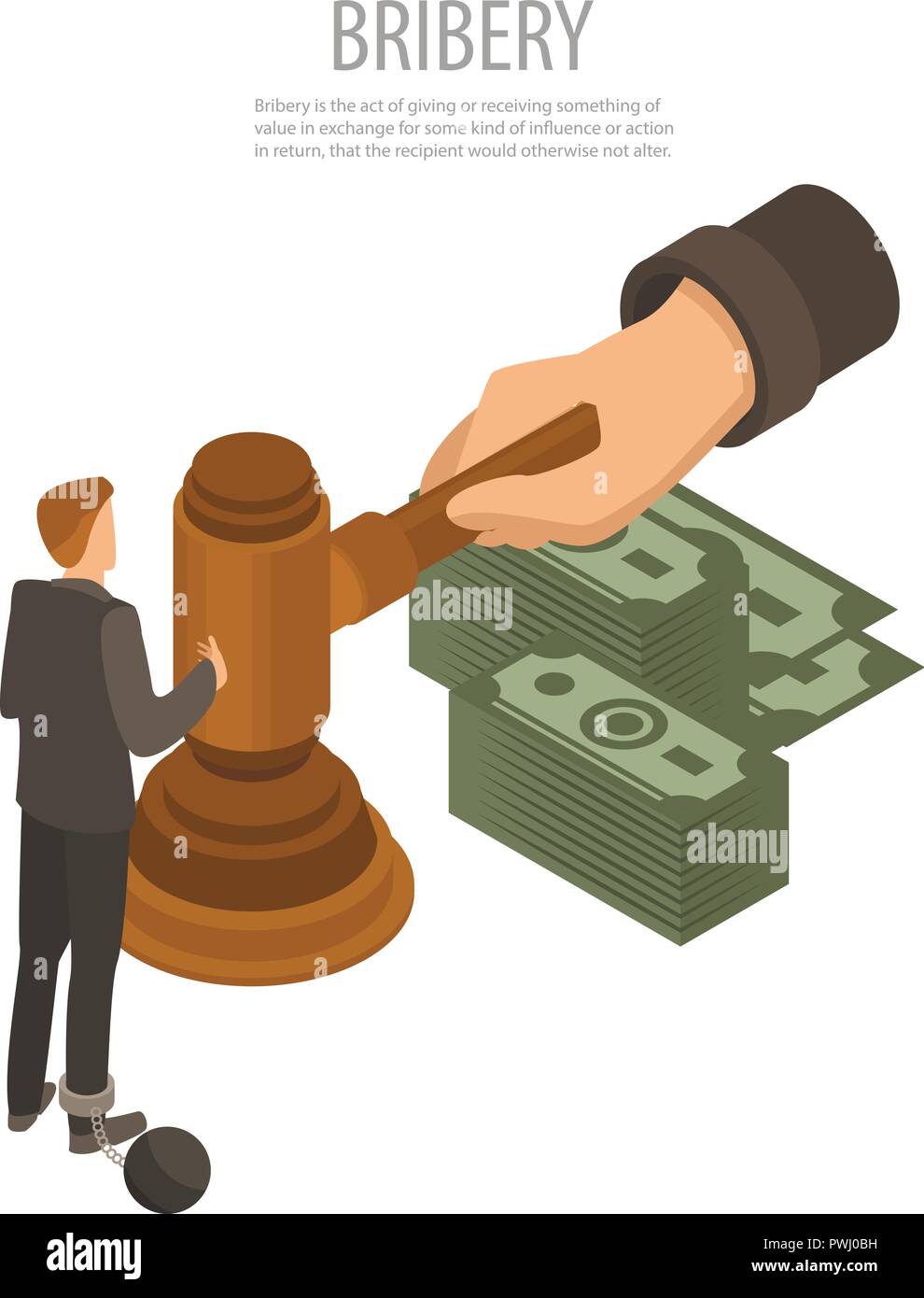 Judge bribery concept background, isometric style Stock Vector Image ...