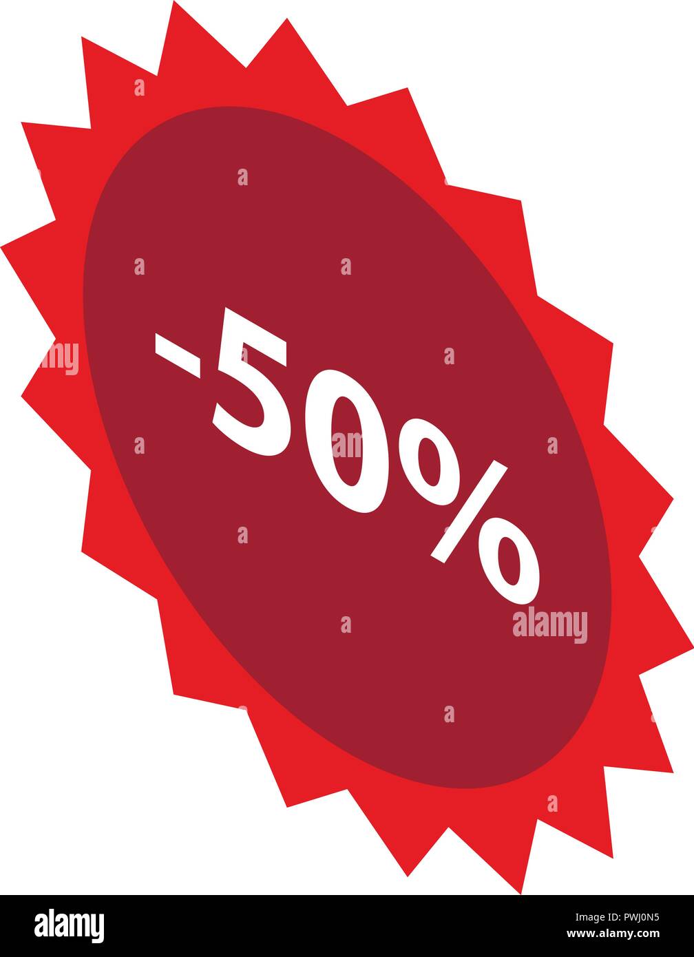 Minus 50 percent sale red emblem icon, isometric style Stock Vector ...