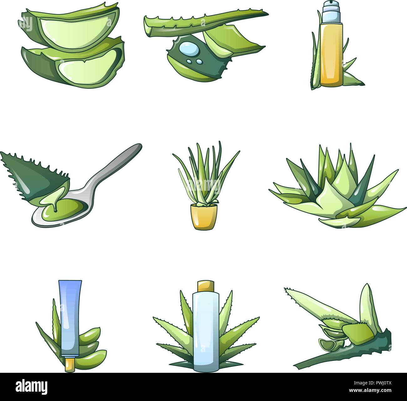 Aloe vera icon set, cartoon style Stock Vector Image & Art - Alamy