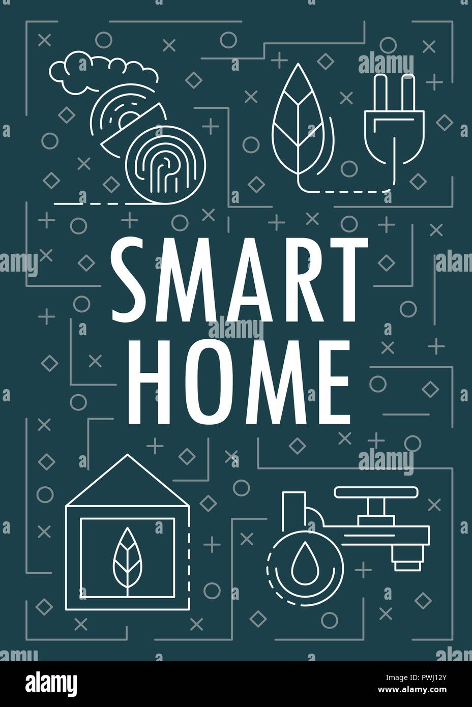 Smart house banner outline Stock Vector Images - Alamy