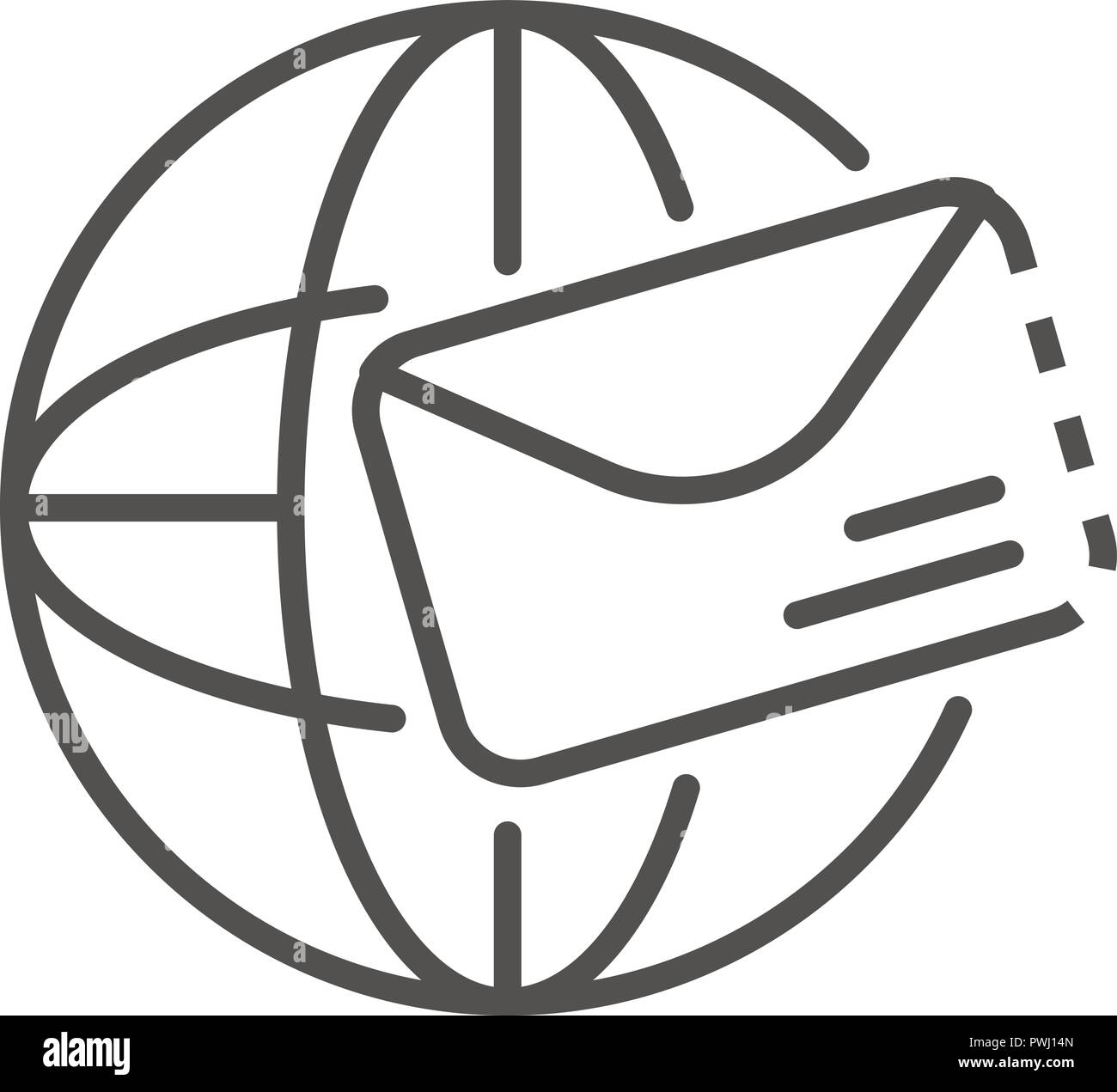 Global mail icon, outline style Stock Vector Image & Art - Alamy