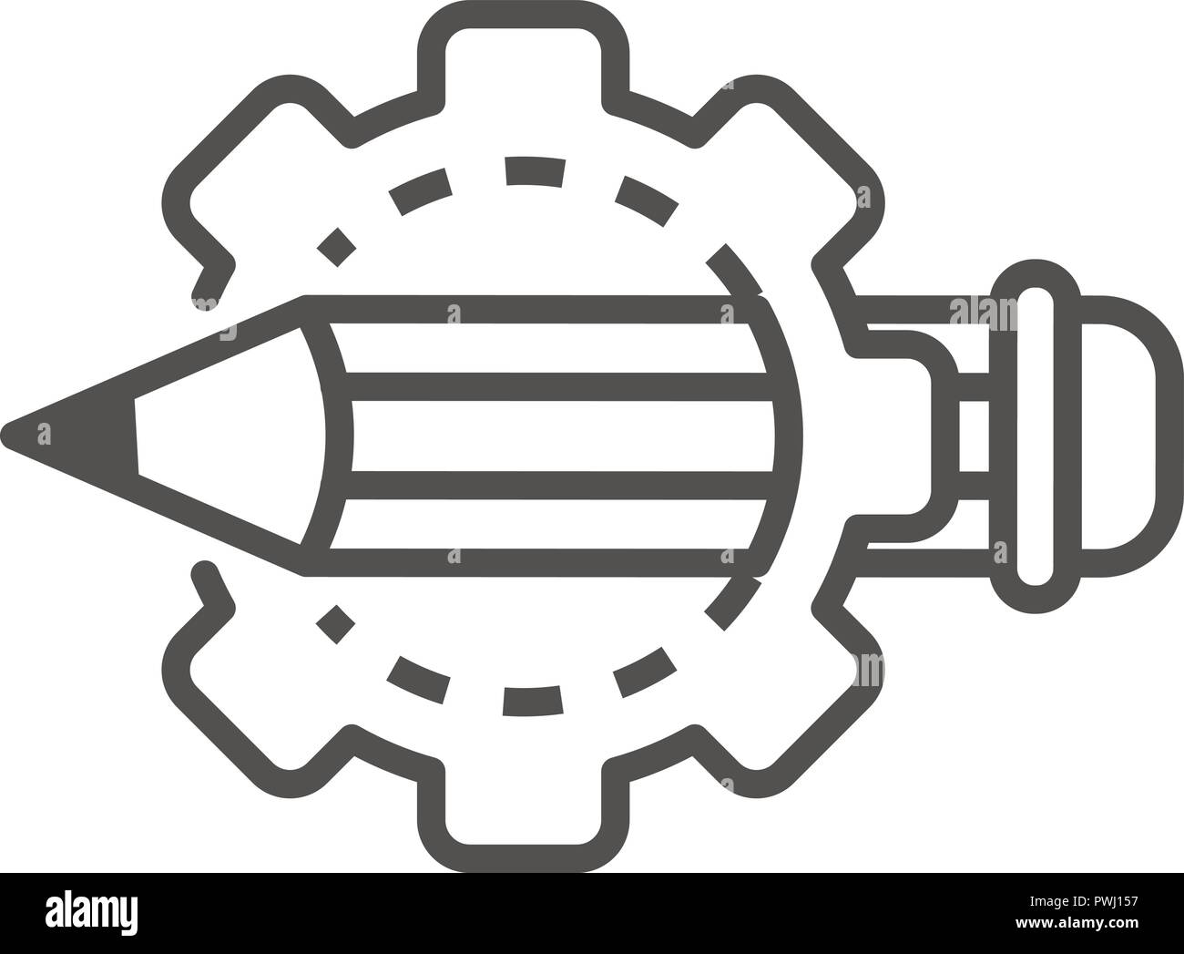 Cog wheel pencil icon, outline style Stock Vector Image & Art - Alamy