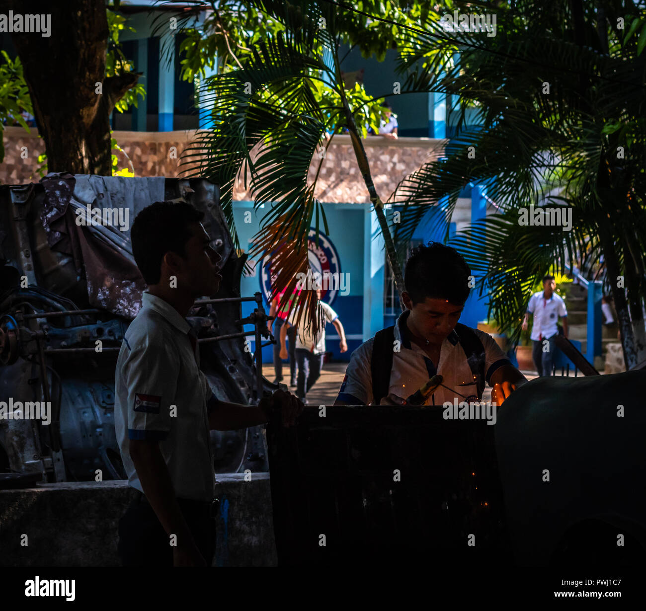 welding class in a guatemalan college Stock Photo - Alamy