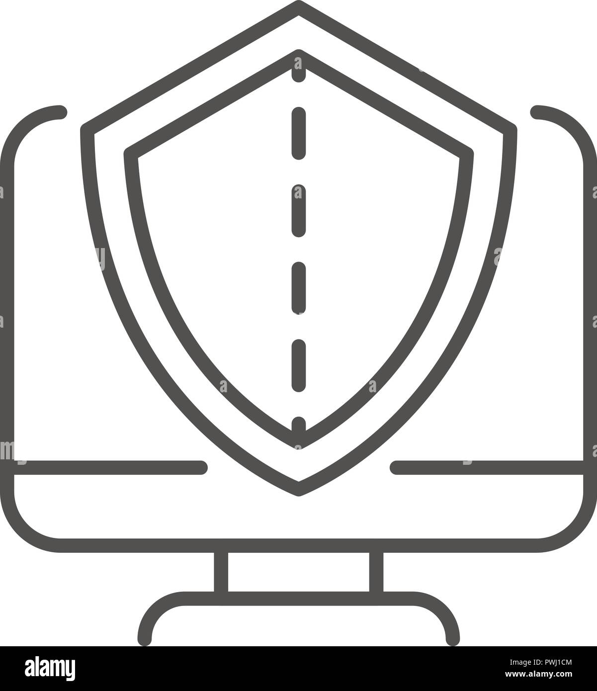 Secured Computer Icon Outline Style Stock Vector Image And Art Alamy