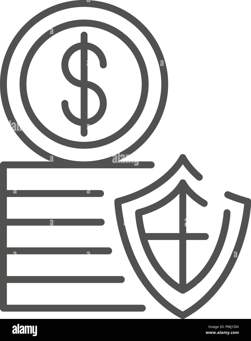 Secured money coin icon, outline style Stock Vector Image & Art - Alamy