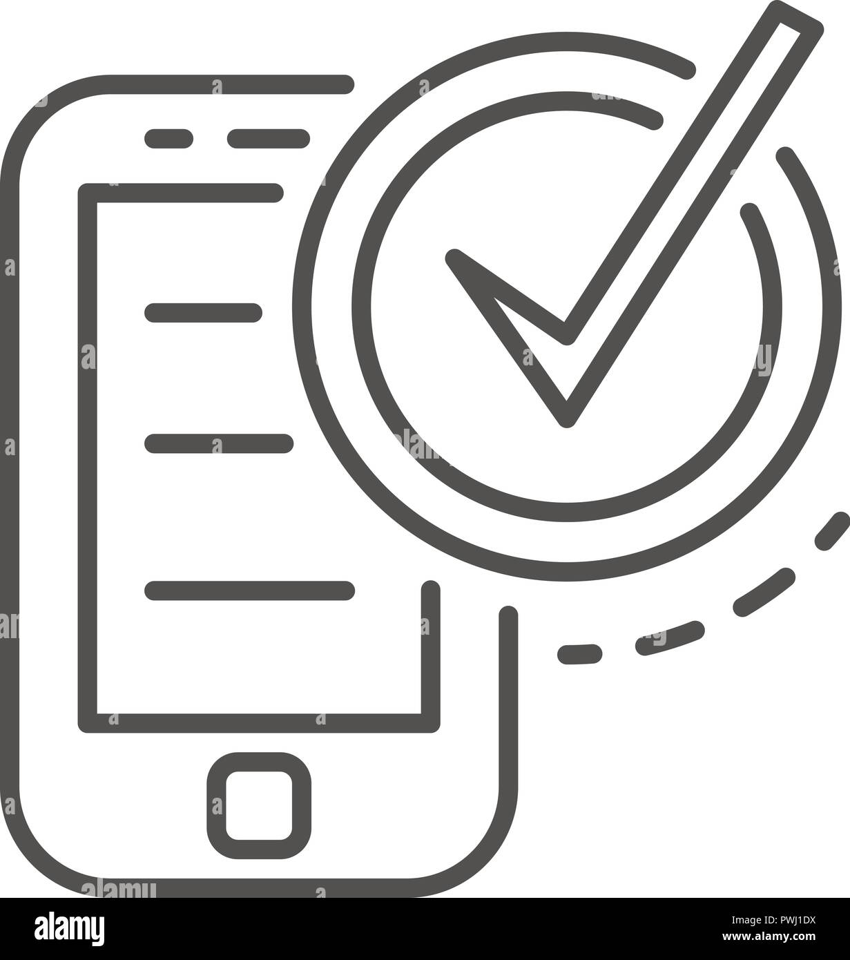 Checked smartphone icon, outline style Stock Vector Image & Art - Alamy