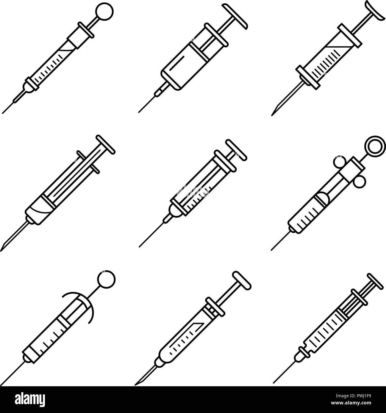 Syringe icon set, outline style Stock Vector Image & Art - Alamy