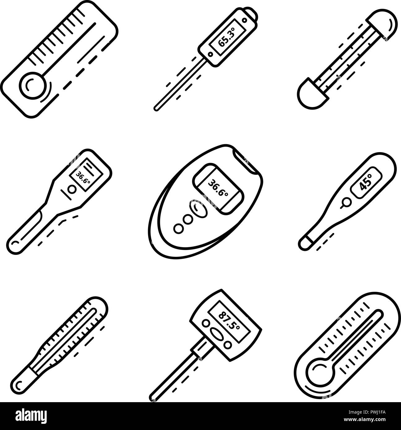 Thermometer icon set, outline style Stock Vector Image & Art - Alamy
