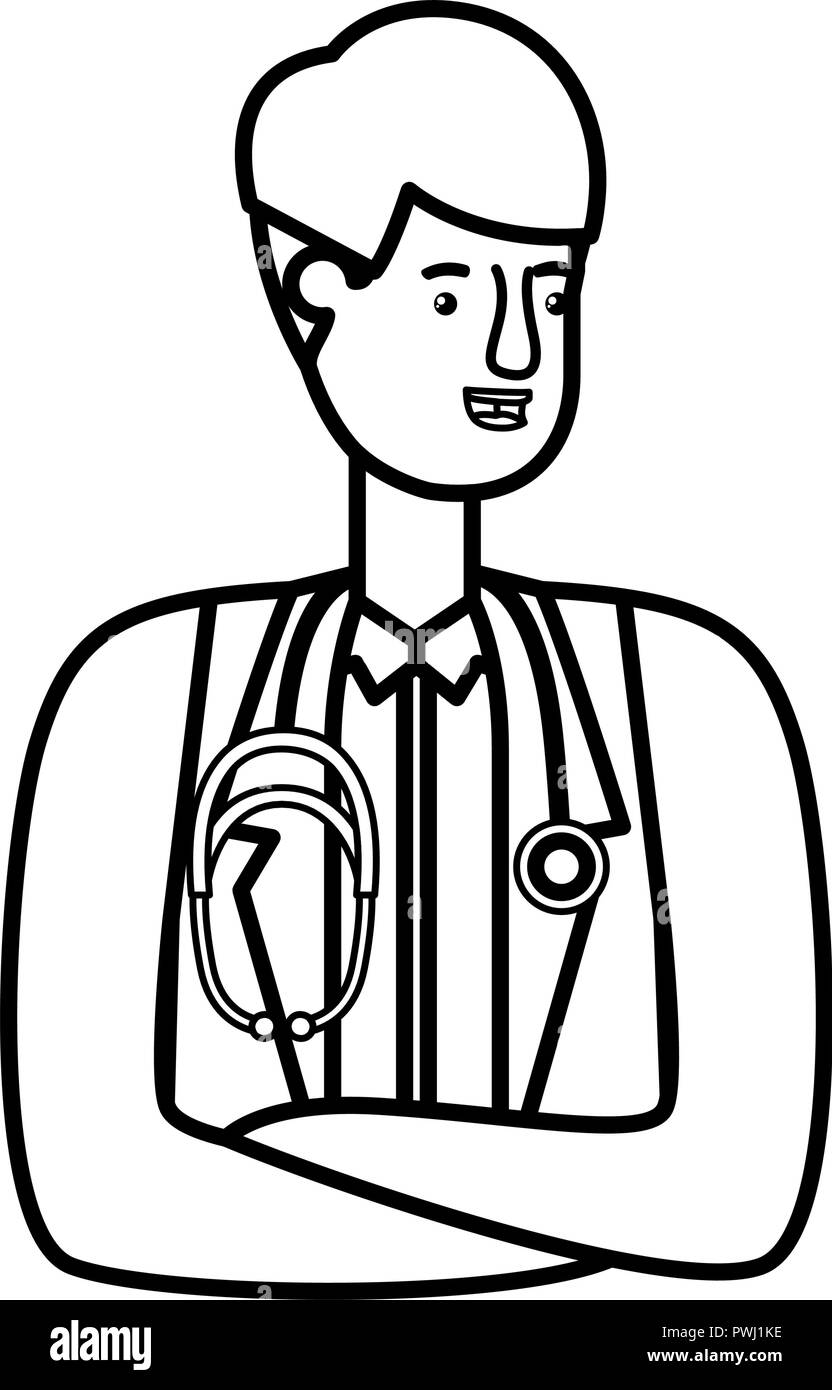 Doctor avatar cartoon character Black and White Stock Photos & Images ...