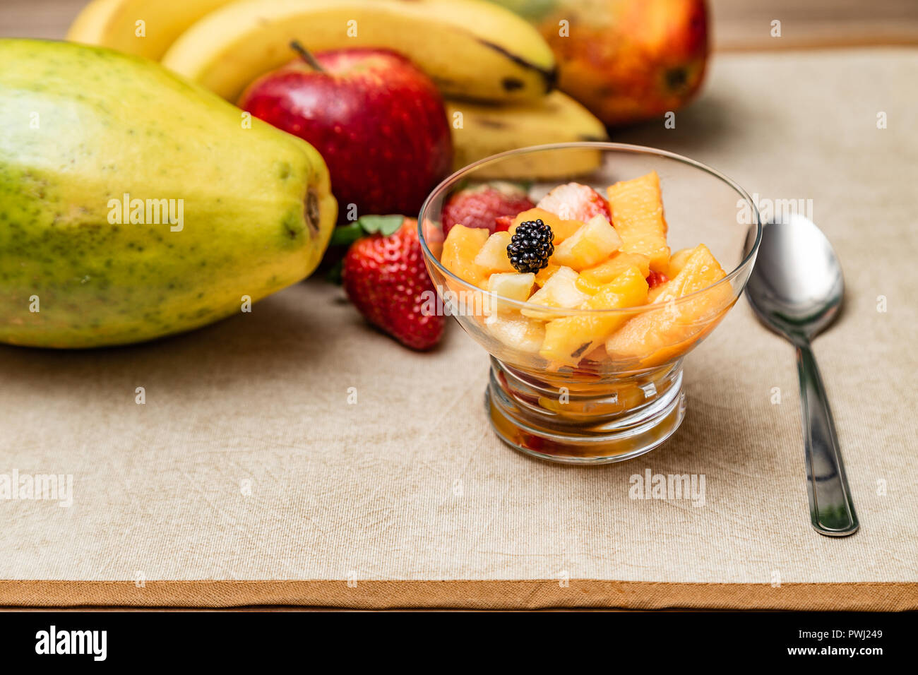Sober and nutritious fruit salad Stock Photo - Alamy
