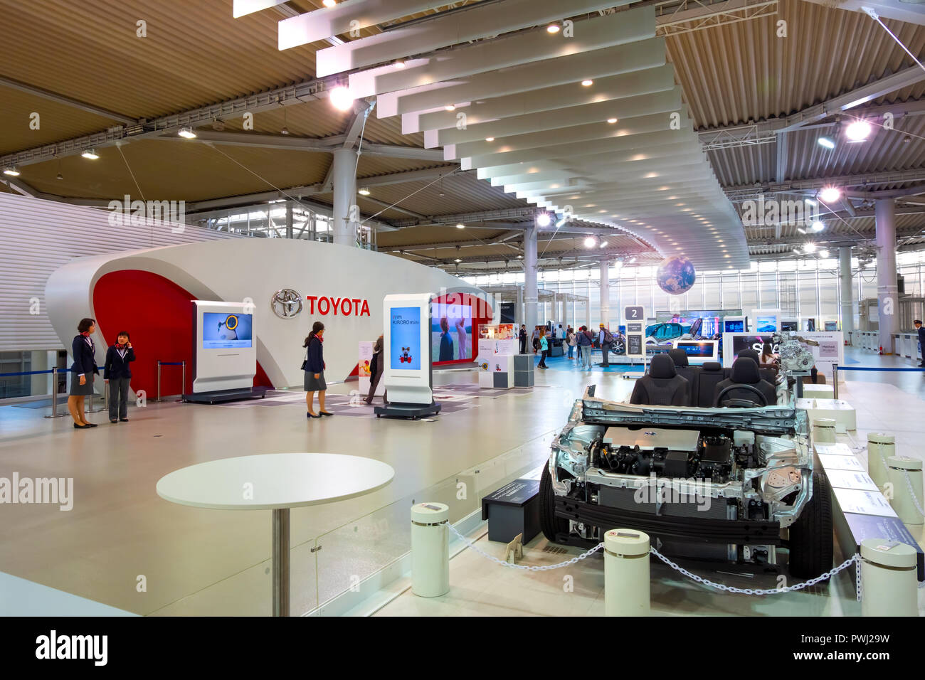 Tokyo, Japan - April 20 2018: Toyota Mega Web in Odaiba island is an ...