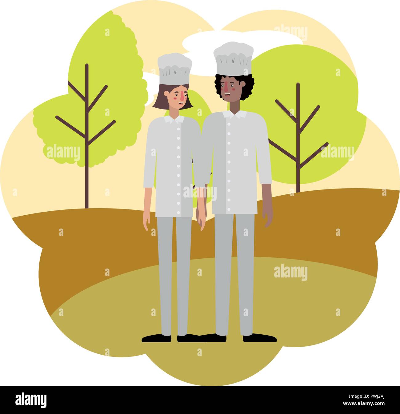 Two couple cooking Stock Vector Images - Alamy