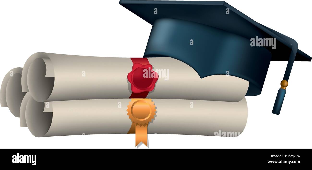 graduation certificate with hat isolated icon Stock Vector Image & Art ...