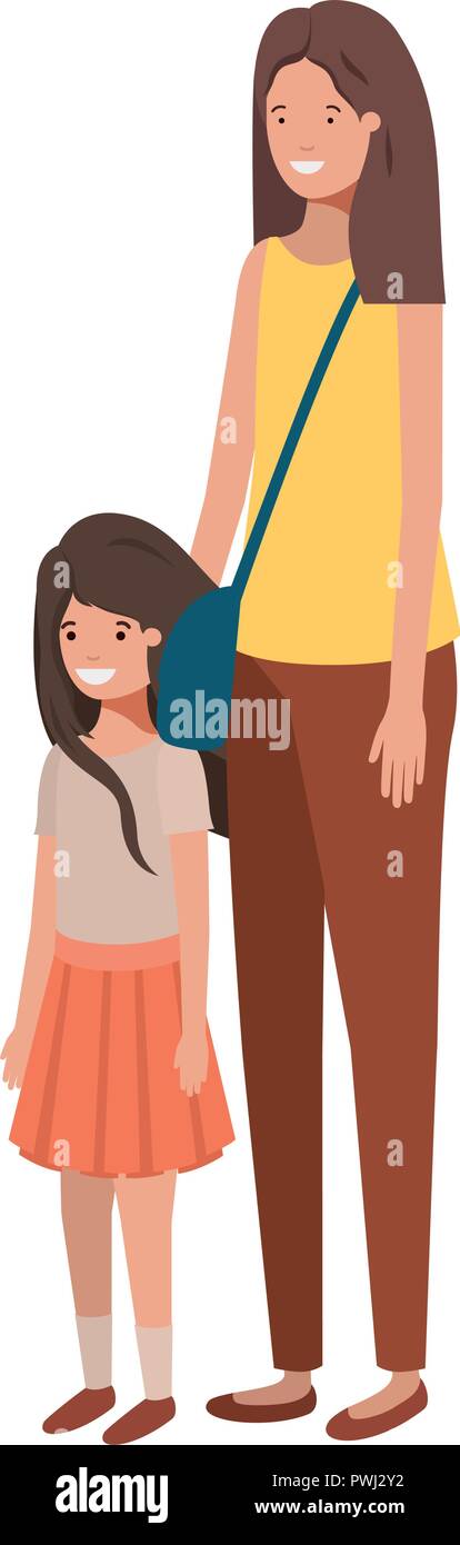 mother and daughter standing avatar character Stock Vector Image & Art ...