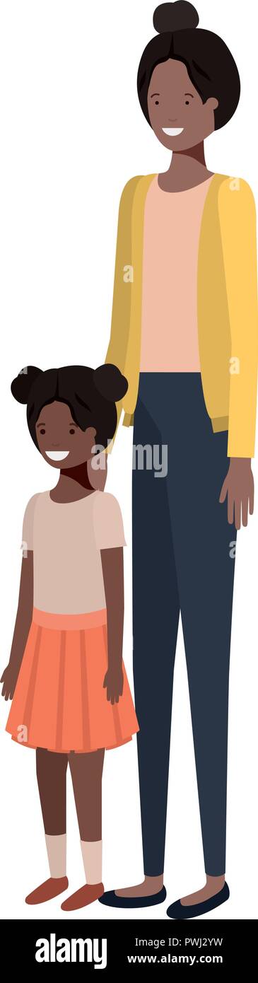 mother and daughter standing avatar character Stock Vector Image & Art ...