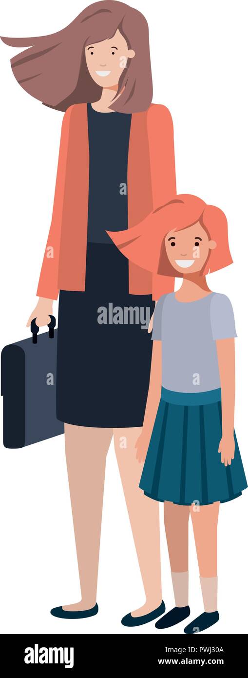 mother and daughter standing avatar character Stock Vector Image & Art ...