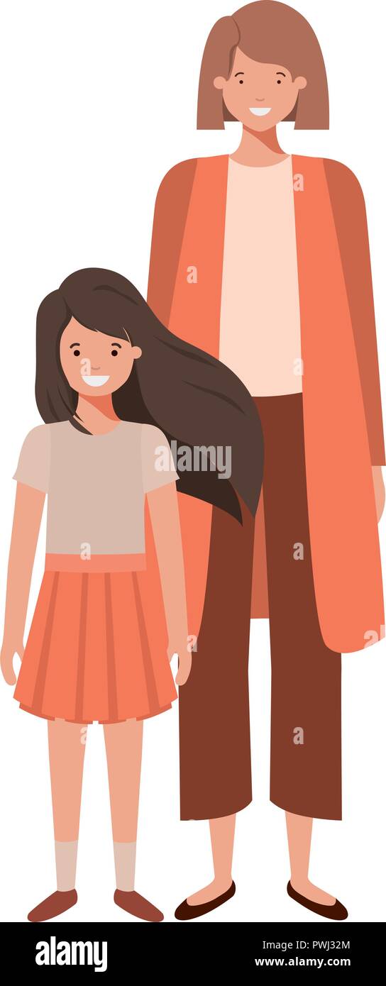 mother and daughter standing avatar character Stock Vector Image & Art ...
