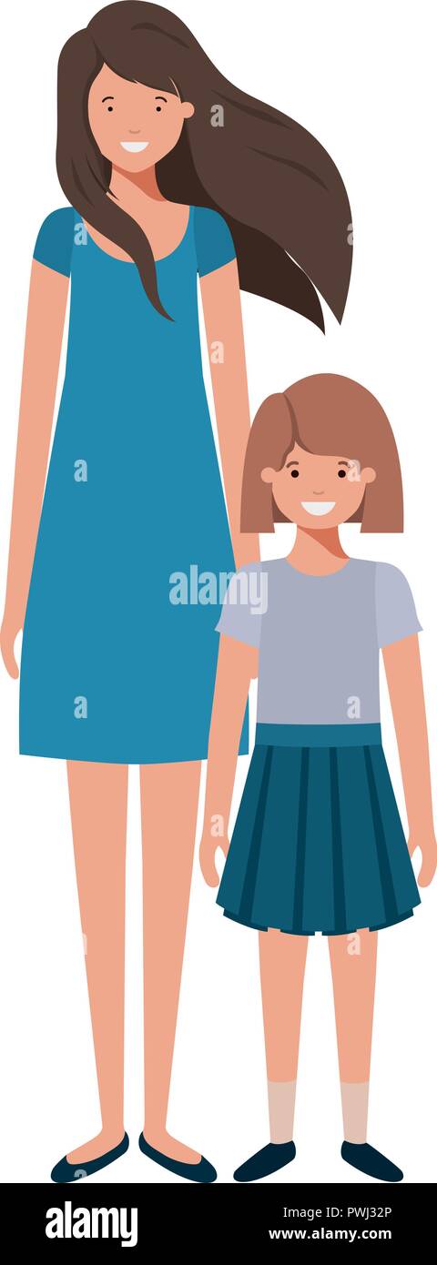 mother and daughter standing avatar character Stock Vector Image & Art ...