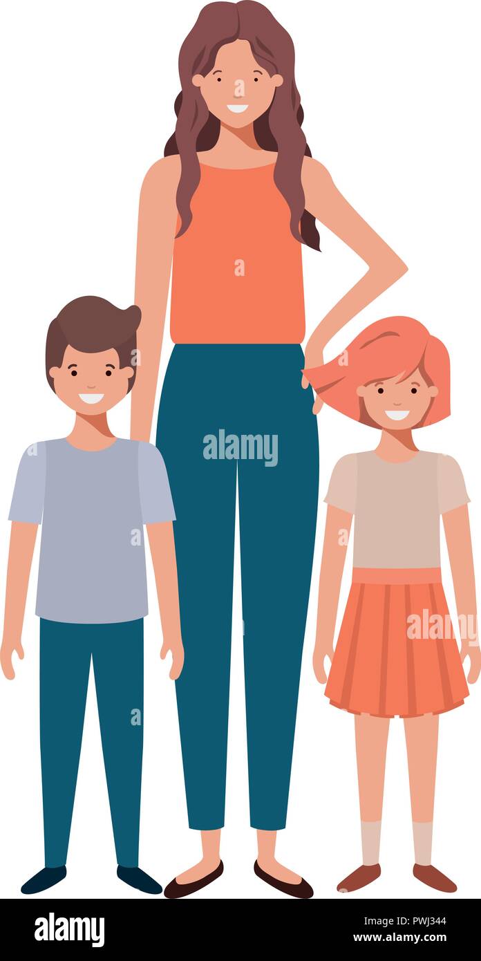 mom with her children avatar character Stock Vector Image & Art - Alamy