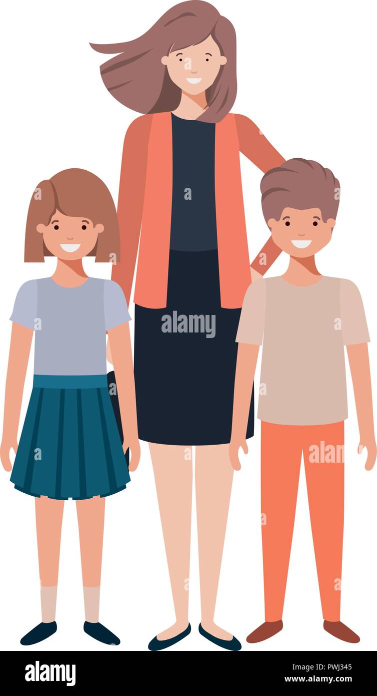 mom with her children avatar character Stock Vector Image & Art - Alamy