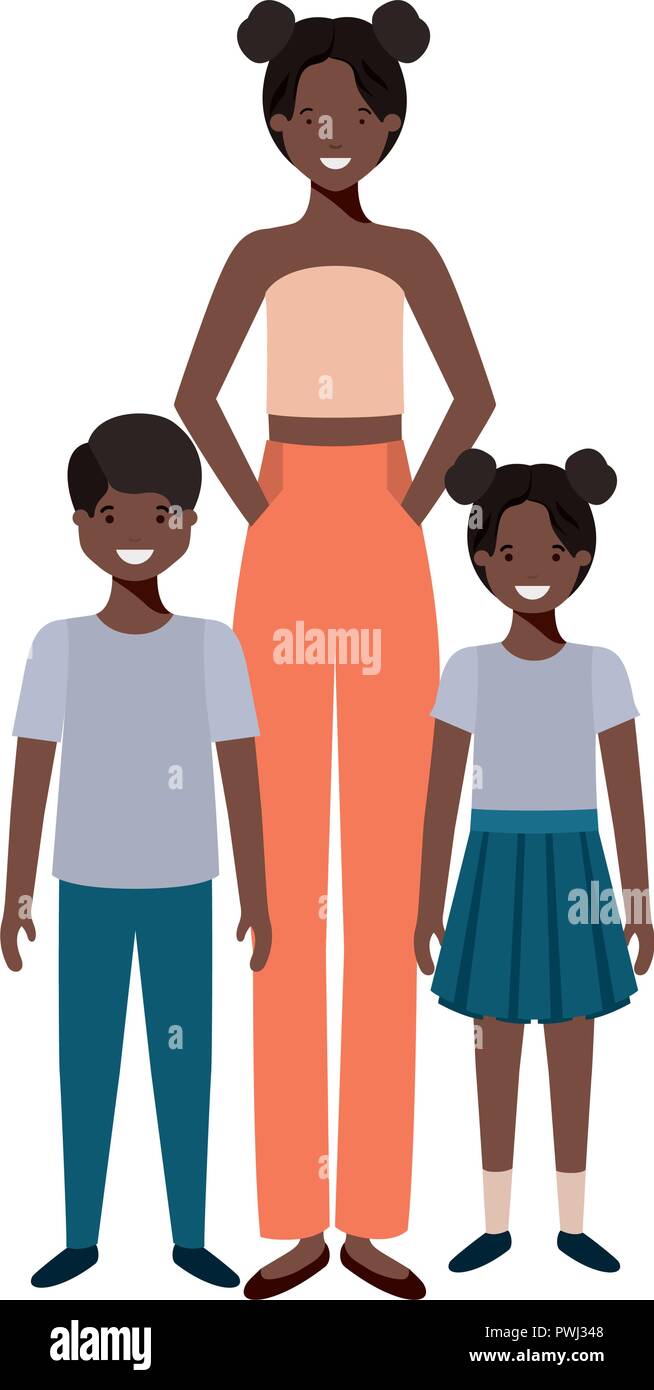 mom with her children avatar character Stock Vector Image & Art - Alamy