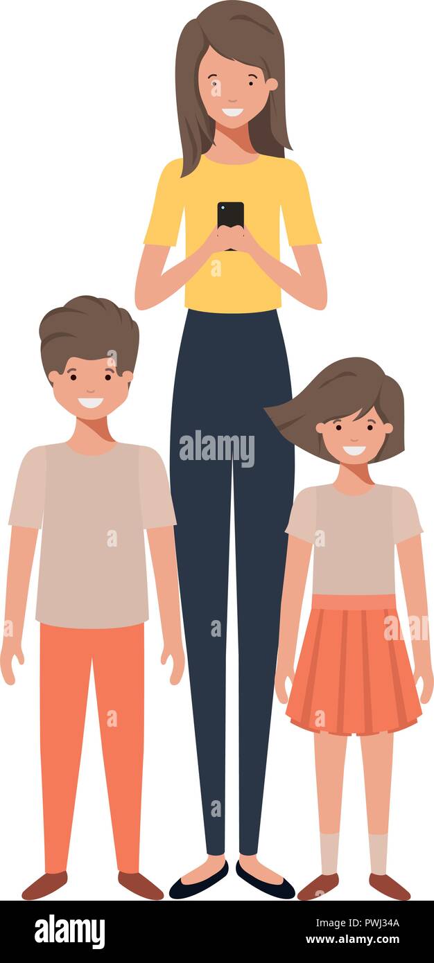 mom with her children avatar character Stock Vector Image & Art - Alamy